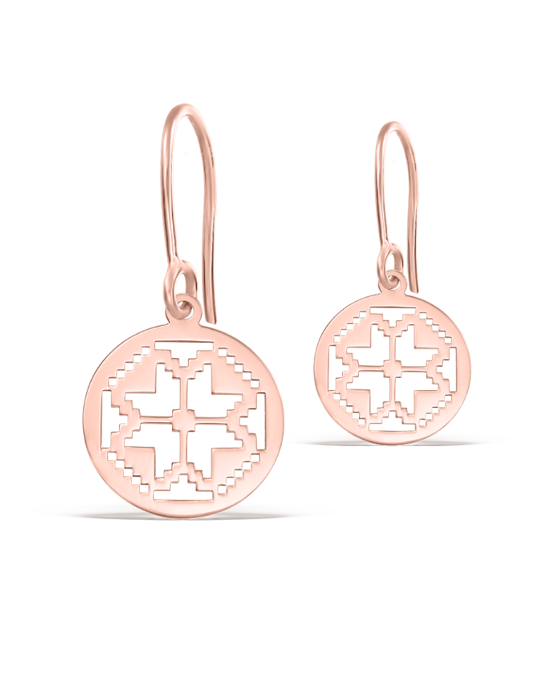 Cercei mini NORTHERN LIGHTS cu diamante negre, aur roz | IONA